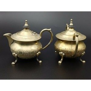 EPNS | Dining | Brass Creamer Sugar Pot Set Of 2 Stamped Epns Etched ...